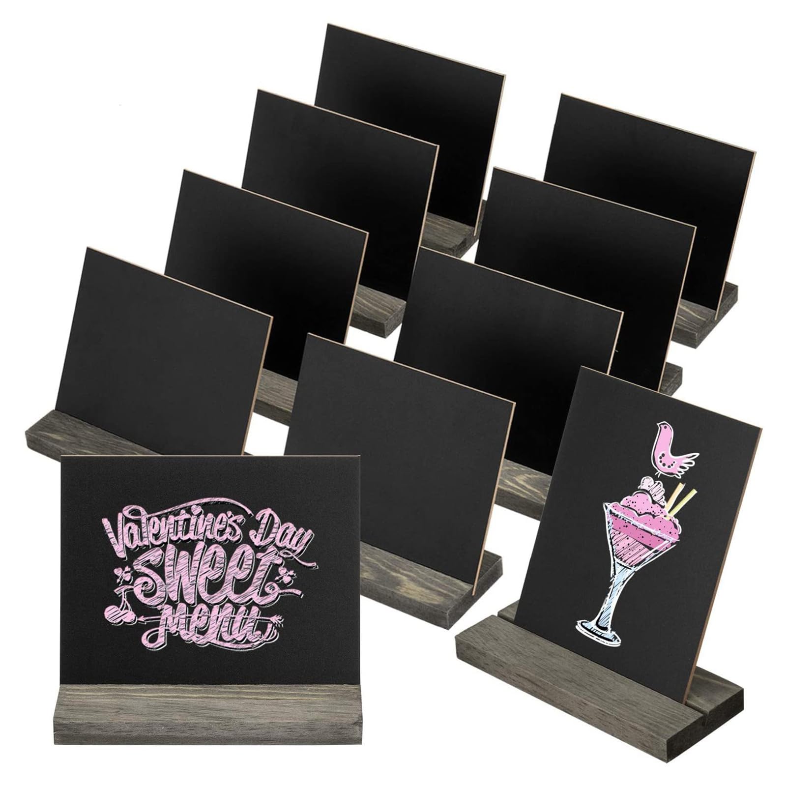 1 Set Chalkboard Signs with Stable Base Mini Chalkboard Signs with Stand Wooden Chalkboard Signs Easy Writing Detachable Mini Blackboard for Desktop Wedding Message Board Party Table Number Home Stor