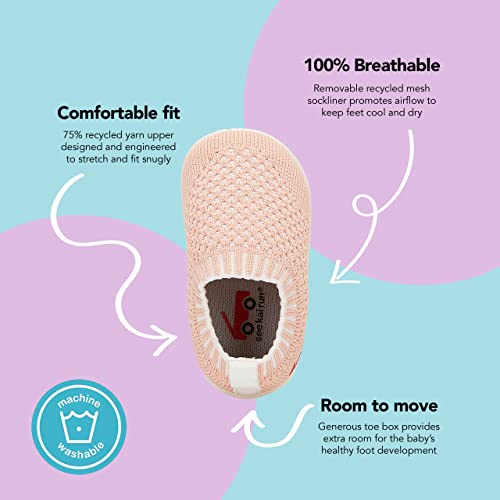 See Kai Run Baby Knit - Slip-On First Walker Shoes for Infants, Pink, Infant 4