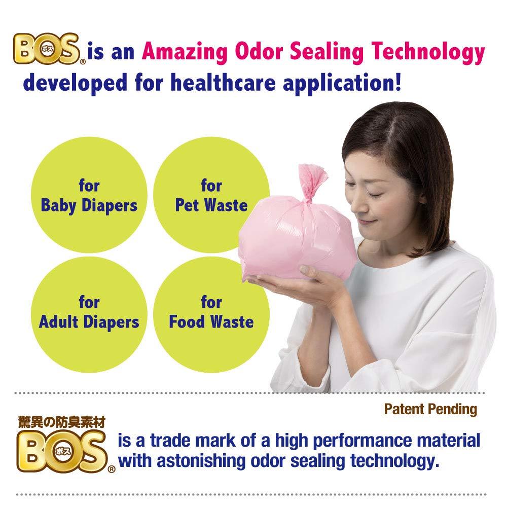 BOS Amazing Odor Sealing Baby Diaper Disposal Bags - Durable and Unscented [Size: M, Color: Pink] (90 count, Pack of 1) (90 Bags)