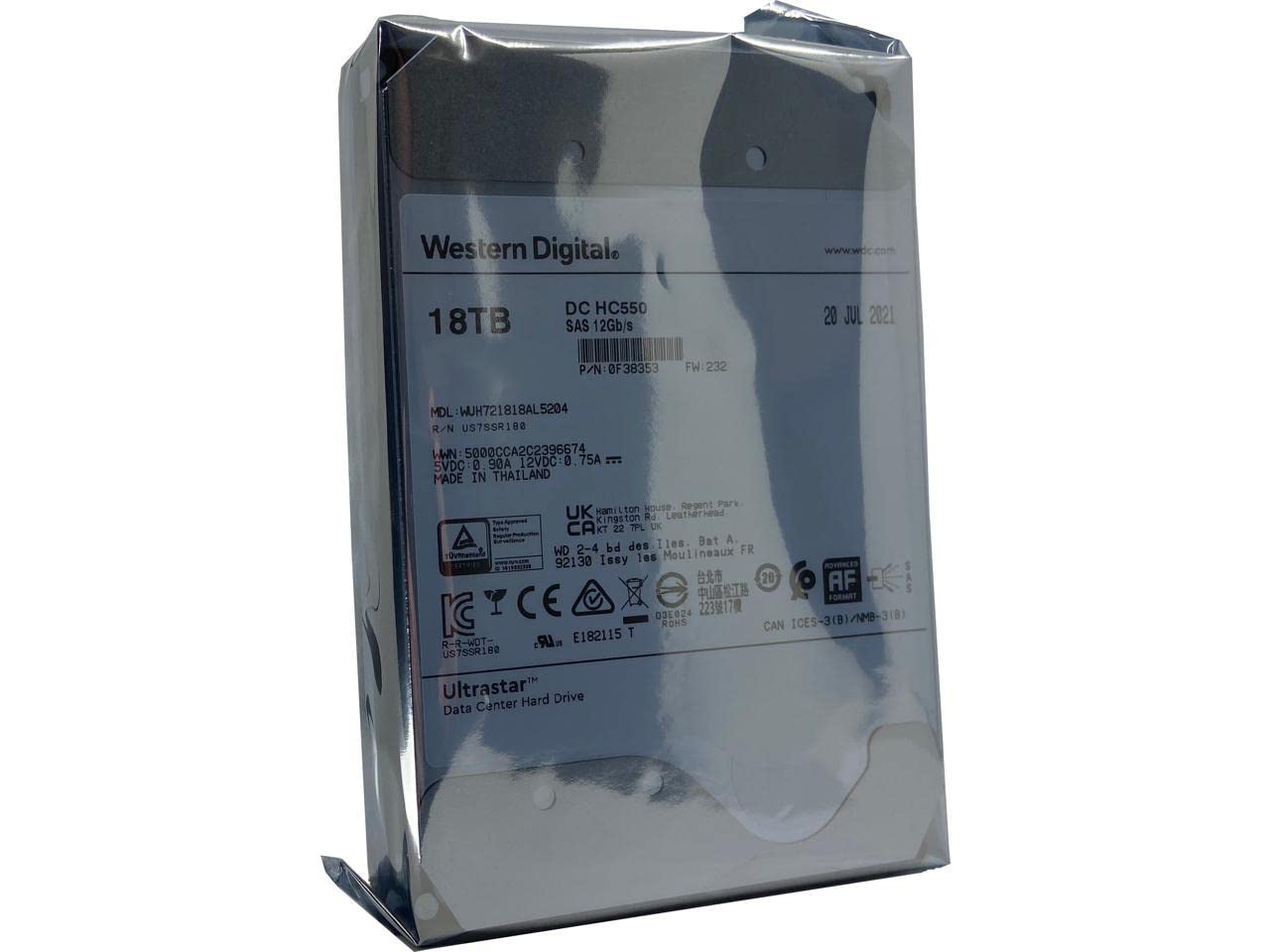 Western Digital Ultrastar DC HC550 18 TB Hard Drive - 3.5" Internal - SAS (12Gb/s SAS)