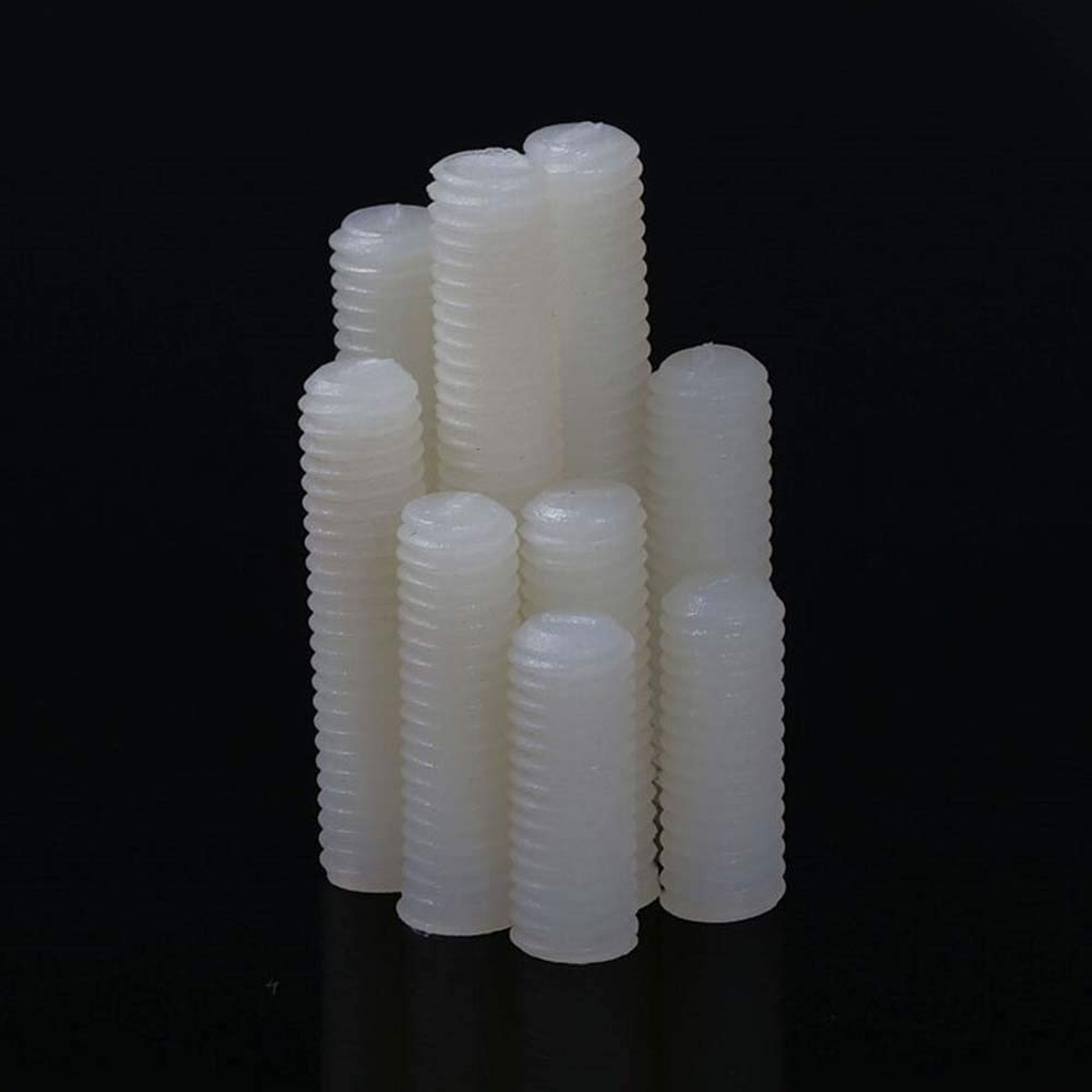 M8 / 8mm White Nylon Slotted Head Set Screws Flat Point Grub Screws Nylon (20Pcs, M8 x 20 mm)