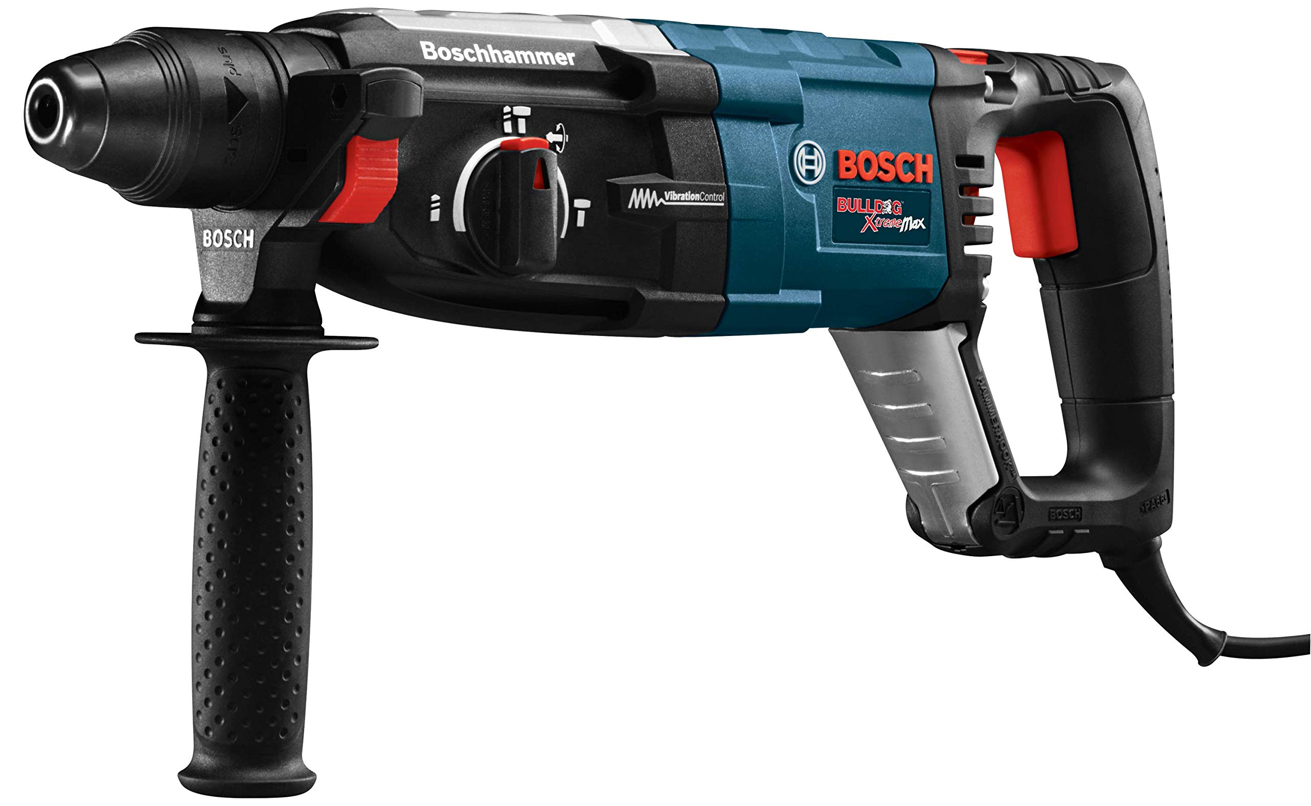 BOSCH GBH2-28L 1-1/8" SDS-plus Bulldog Xtreme Max Rotary Hammer and 6 Piece SDS-plus Masonry Trade Bit Set, Chisels and Carbide, HCST006