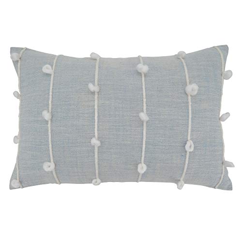 SARO LIFESTYLE Knotted Line Design Throw Pillow, 16" x 24" Poly Filled, Light Blue