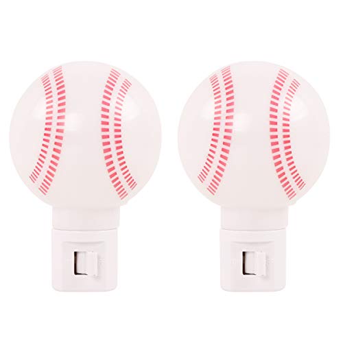 2 Pack Warm White - Upgraded Version LED Plug-in Night Light for Kids - Baseball Shaped Lamp Take Good Care Children Sleep