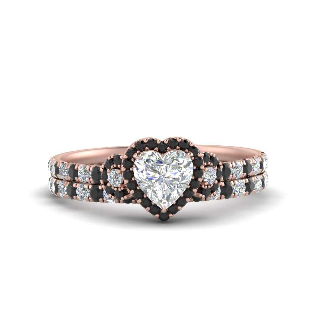 1.11 Carat Heart Shaped Diamond Wedding Ring Sets with White Diamond in 14K Rose Gold Birthstone Handcrafted Lightweight Modern Design Eternity Love and Promise Birthday Gift
