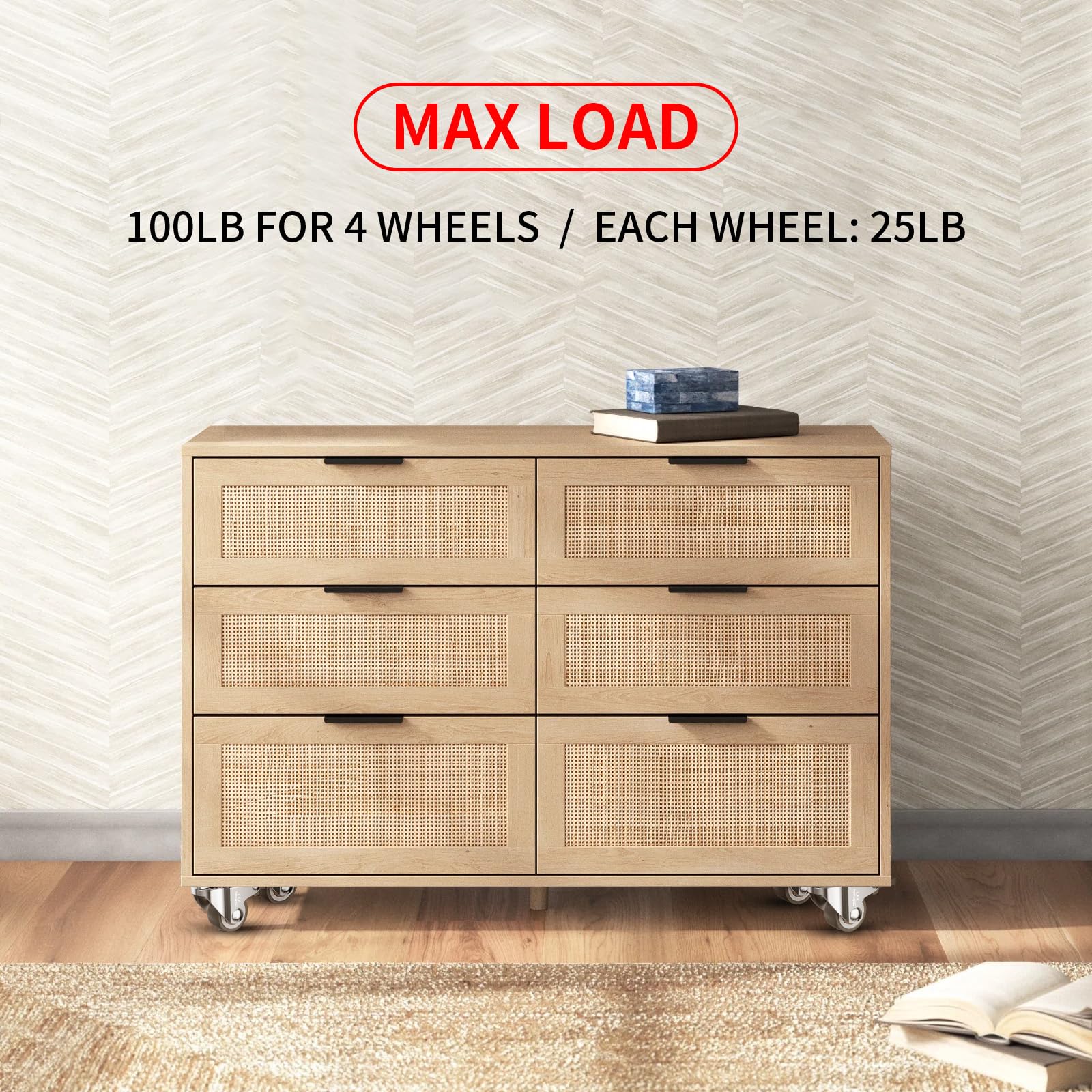 1" Low Profile Casters Wheels for furniture small casters Soft Rubber Caster Swivel with Locking Top Plate Castors 110 Lbs Load Capacity Casters set of 4 Rolling Smooth (2 with Brake and 2 without)