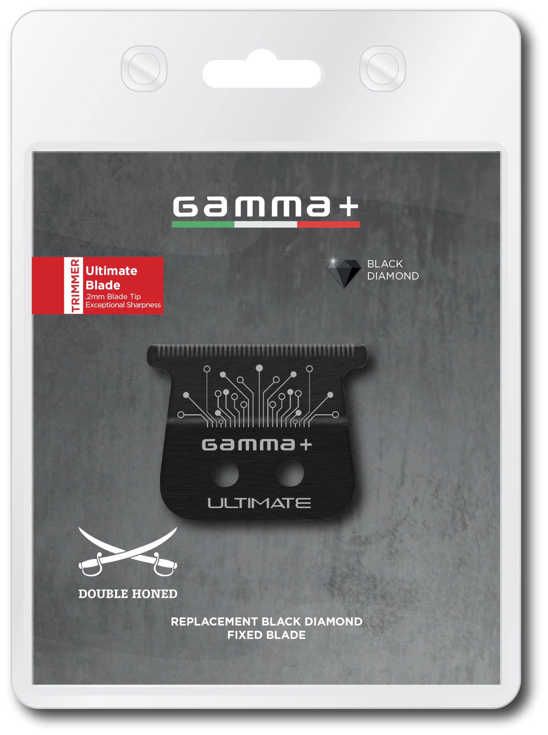 GAMMA+ Ultimate Black Diamond Fixed Trimmer Blade with .2mm Blade Tip, Fits all Gamma+, StyleCraft and most popular branded Trimmers