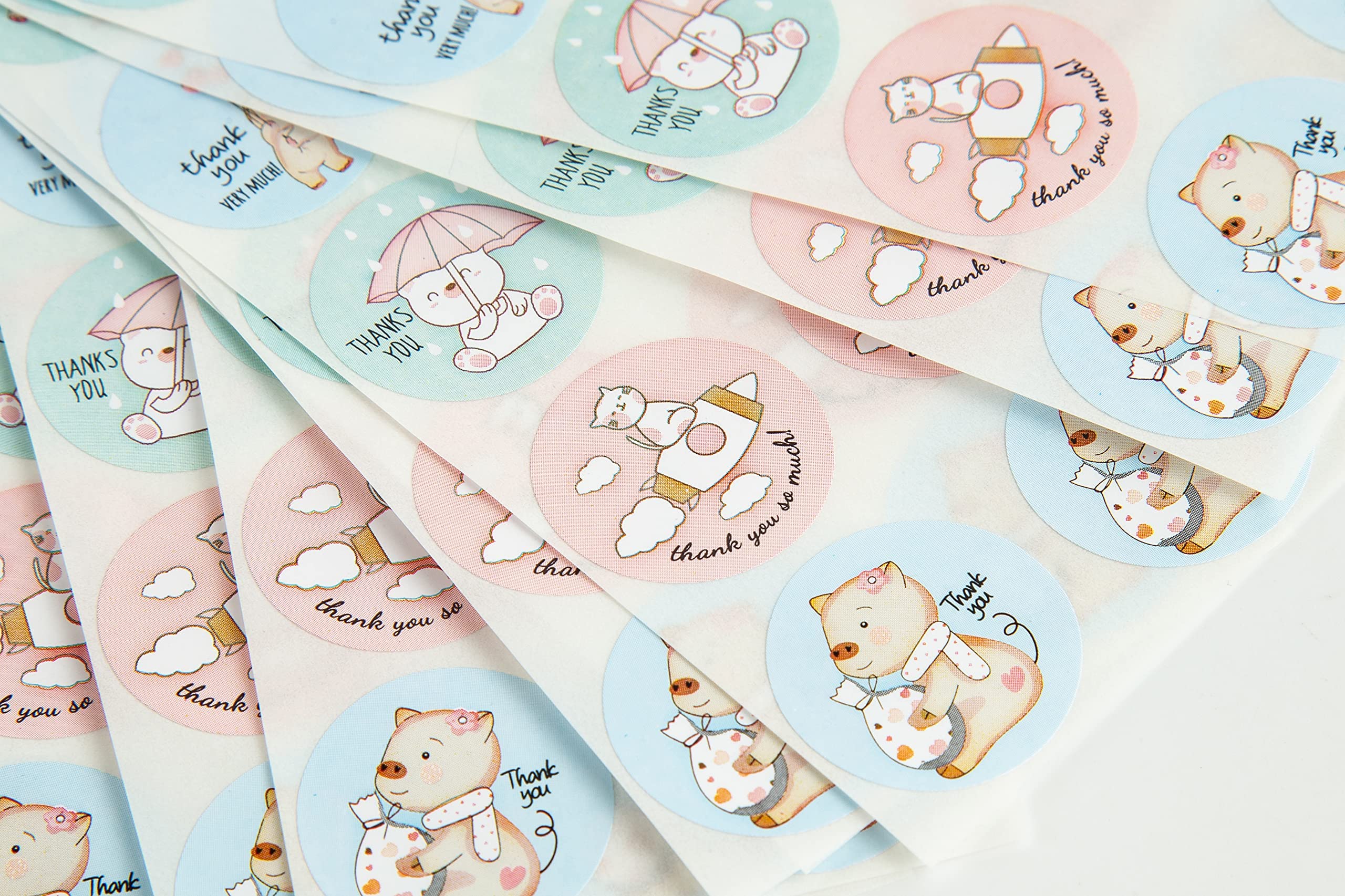 500 Labels Cute Animal Adhensive Thank You Stickers, 1 inch, Thank You Sticker Stickers for Small Candy, Bag Sealing Sticker, Envelope Seals