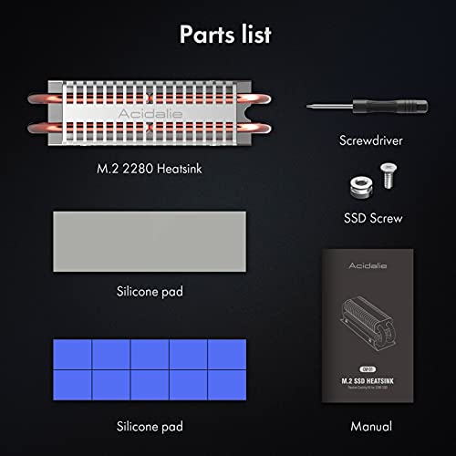 ACIDALIE M.2 2280 SSD Heat Sink, Dual - Aluminum Heat Sink for PCIE M.2 NVME SSD or SATA M.2 SSD with Silicone Thermal Buffer.
