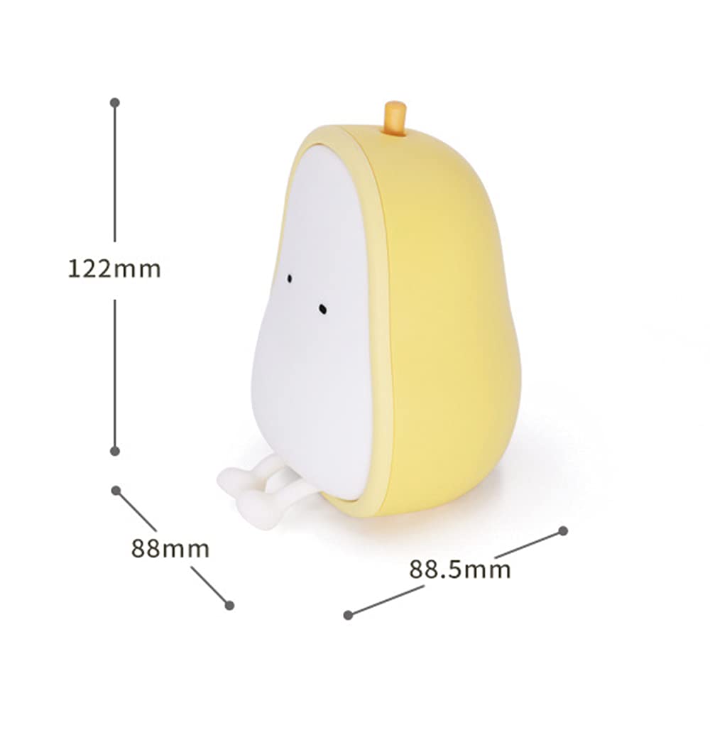 ipalmay Night Lights for Kids USB Rechargeable Lamps, BPA-Free ABS+Silicone Bedside Lamp for Breastfeeding,Color Changing, Yellow Pear
