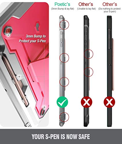 Poetic Revolution Case Designed for Galaxy Tab S7 Plus 2020 / S8 Plus 2022 12.4 inch, Full-Body Heavy Duty Case with S Pen Holder, Support S Pen Wireless Charging,Built-in-Screen Protector, Pink