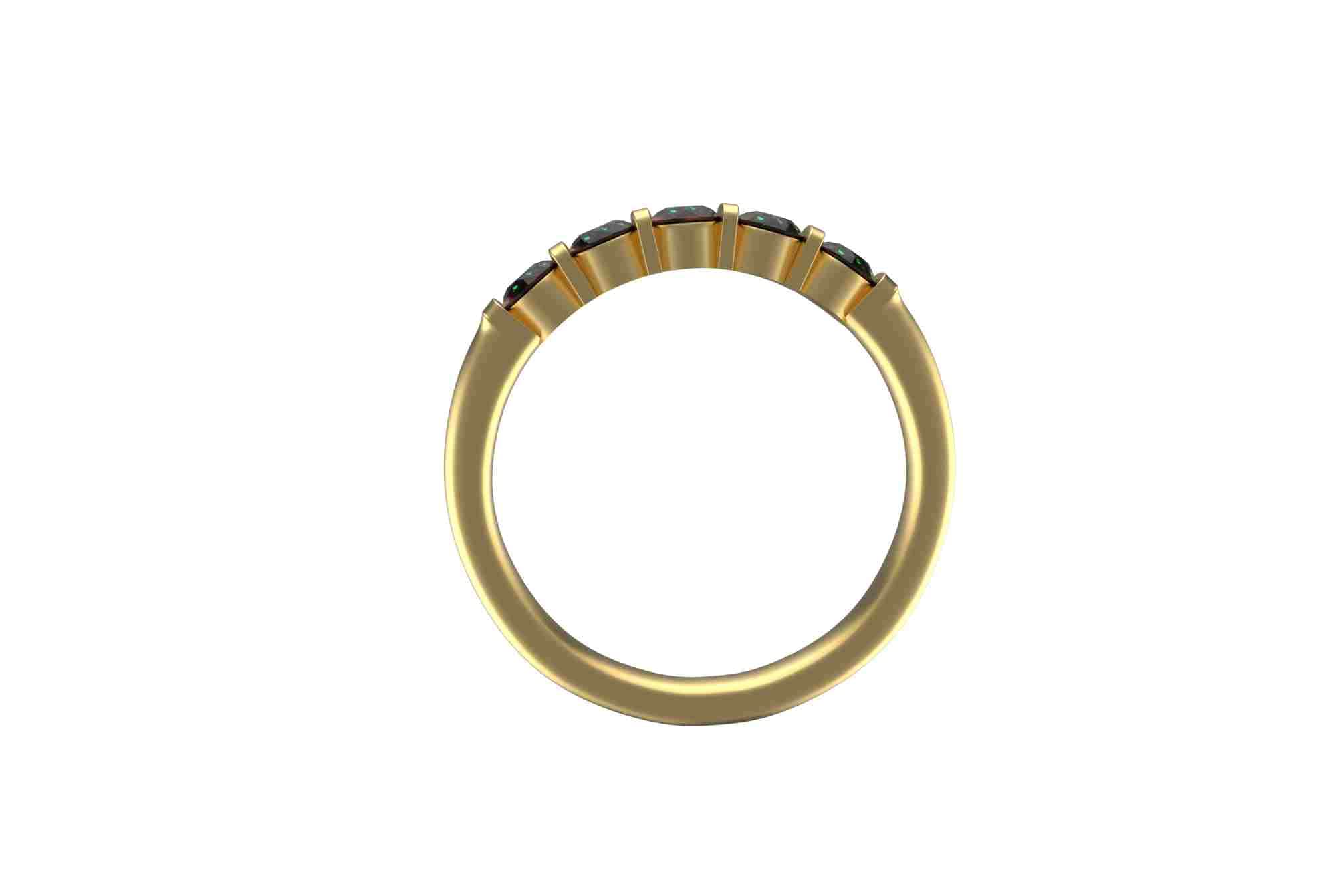 0.50 Carats Natural Black Opal Solitaire Band In 14k Solid Gold, Dark Black Fire Opal Band Ring (Yellow Gold, 8)