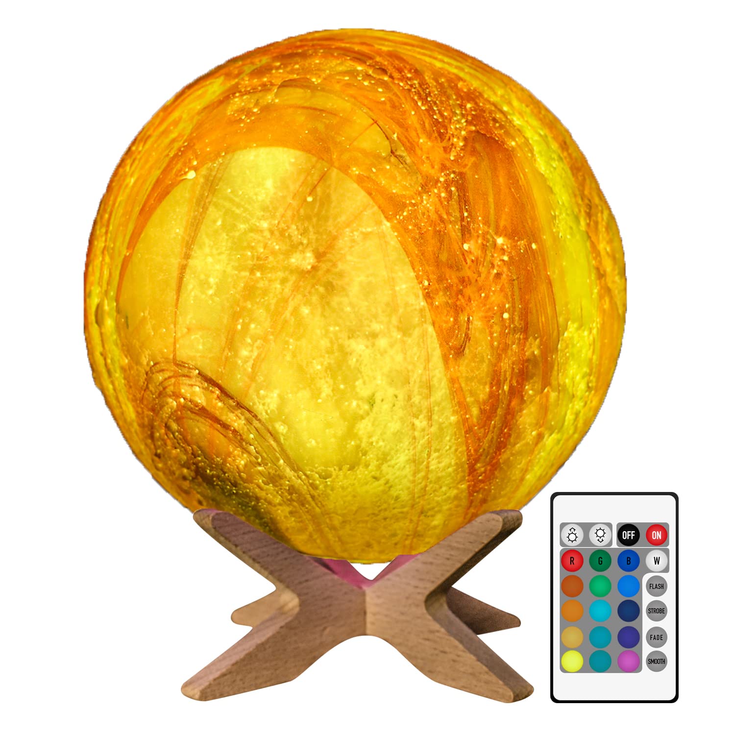 3D Moon Lamp for bedroom,Night Light for Kids Galaxy Lamp 16 Colors Moon Decor with Wood Stand,Remote&Touch Control,USB Rechargeable Moon Light Birthday Gift for Baby Girls Boys(5.9 IN)