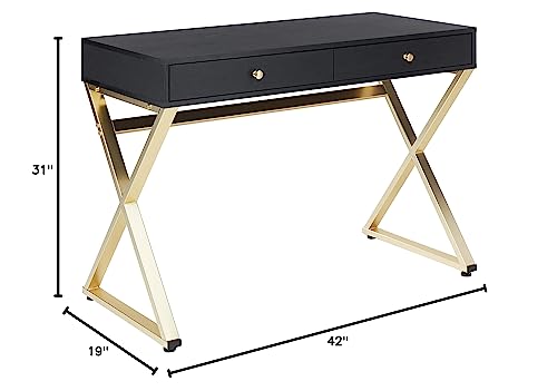 ACME Furniture Acme Coleen Desk, black & Brass Small