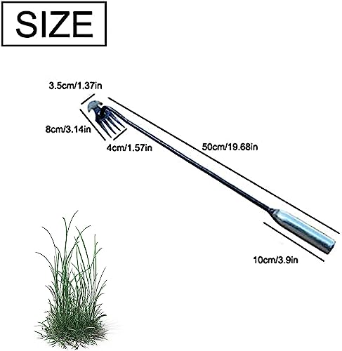 2023 New Weeding Tools Weed Pulling Tools,Manganese Steel Forging Weeding Machine,Hand Weeder Tool,Weed Puller 4 Teeth Dual Purpose Weeder,Garden Weeder Tools(50cm) (19.6IN)