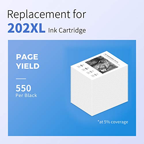 myCartridge SUPRINT 202XL Ink Cartridge Remanufactured Ink Cartridge Replacement for Epson 202XL 202 XL Black use with Expression Home XP5100 XP-5100 Workforce WF-2860 WF2860 Printer 2 Black 202
