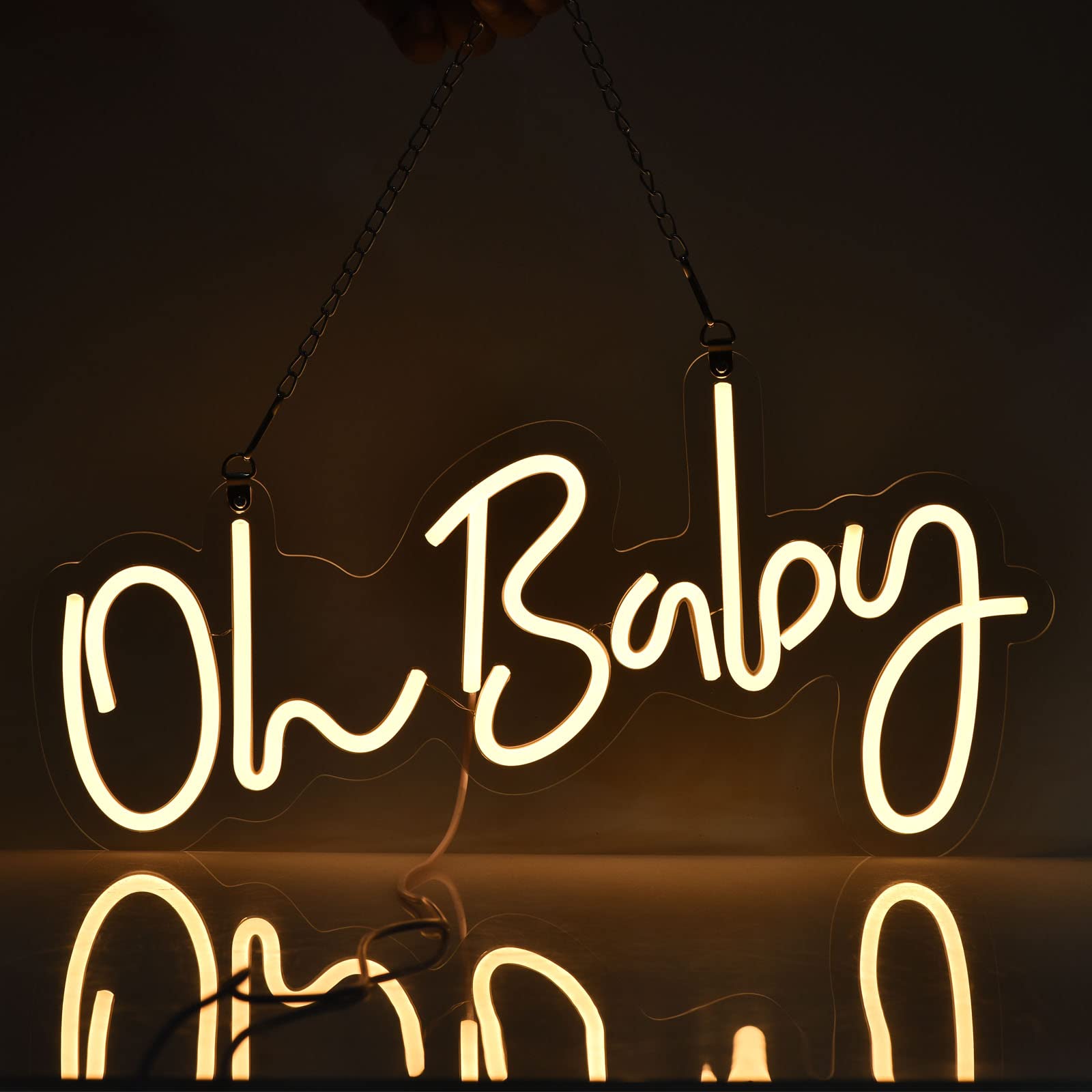 Oh Baby Neon Signs for Wall Decor, LED Neon Lights Sign for Bedroom Room Baby Shower Decorations, Birthday Party(Warm White,17x9inches)