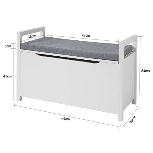Haotian FSR76-W, Storage Shoe Bench with Lift Up Top and Padded Seat Cushion, Bench with Storage Chest, Toy Box