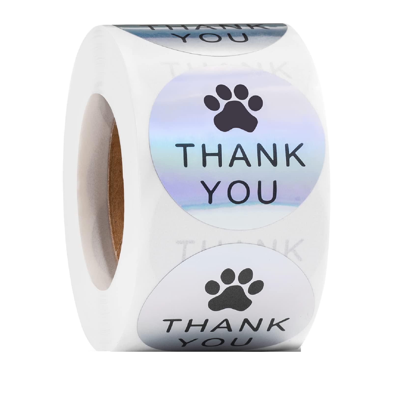 500 Pieces Kraft Paw Print Sticker Round Thank You Labels Stickers,1.5inch Dog Paw Print Labels for Shipping Mailers, Bags, Boxes, Tags, Greeting Cards for Sealing and DecorationLaser Color