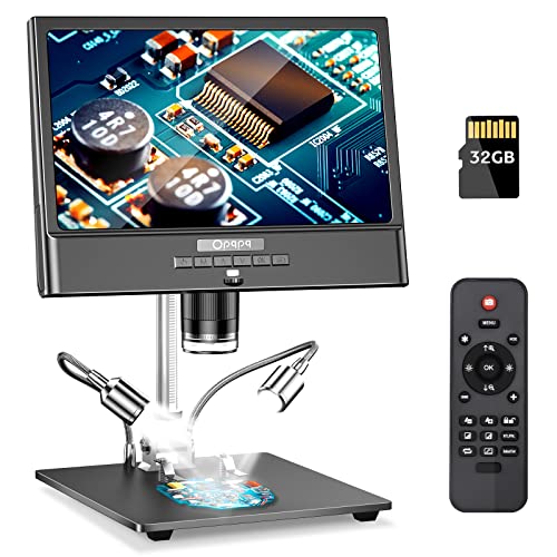 10" LCD Digital Microscope- Soldering Microscope for Electronics Repair, Opqpq USB Coin Magnifier with Light & Large Screen for Error Coins, PCB Board Watch Micro Solder Microscopes Station for Adults