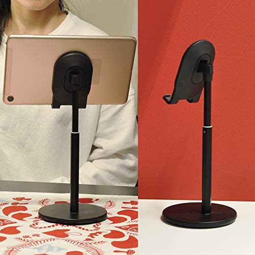 Bright Stone Cell Phone Stand, Angle Height Adjustable Tablet Stand Phone Holder for Desk (4"-10") Black