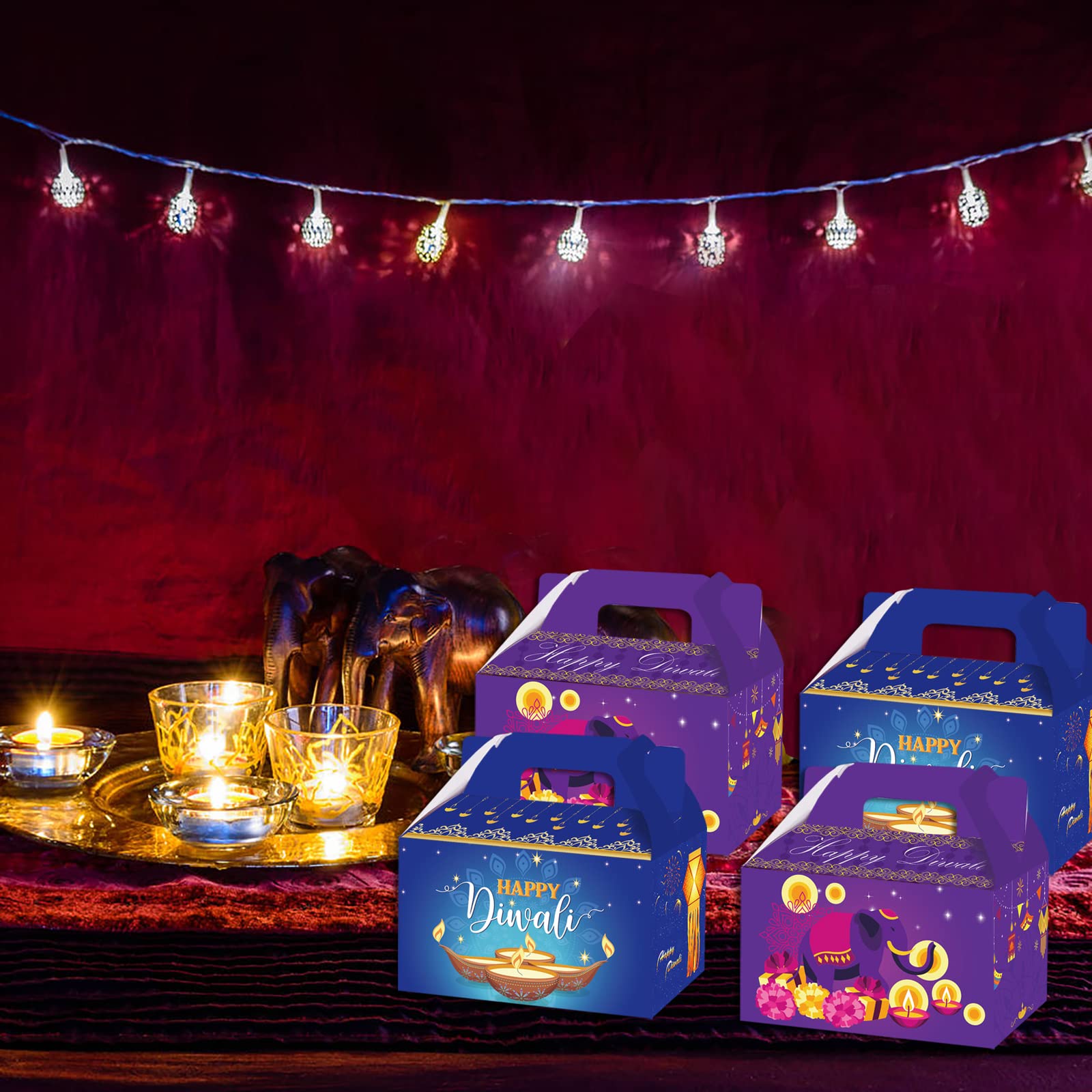 14 Packs Diwali Party Gift Box-Diwali Party Decorative Gift Bags Snacks Candy Bags Kids Party Supplies