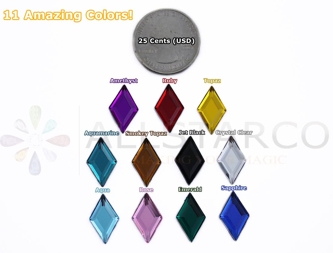 11x18mm Flat Back Diamond Acrylic Rhinestones Plastic Gems for Jewelry Making Costume Jewels Cosplay Embelishments - 35 Pieces (Red Ruby H103)