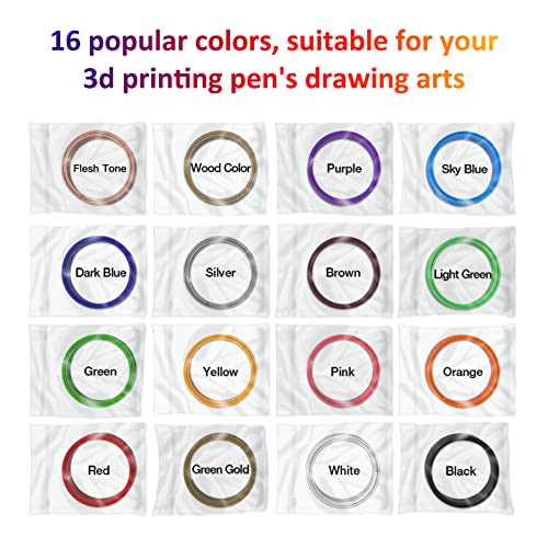 3D Pen Filament 320 Feet, 16 Colors, Each Color 20 Feet, 250 Stencils eBooks - 3D Printing Pen PLA Refills1.75mm, High-Precision Diameter and Kids Safe Material, Fit for SCRIB3D P1 and MYNT3D
