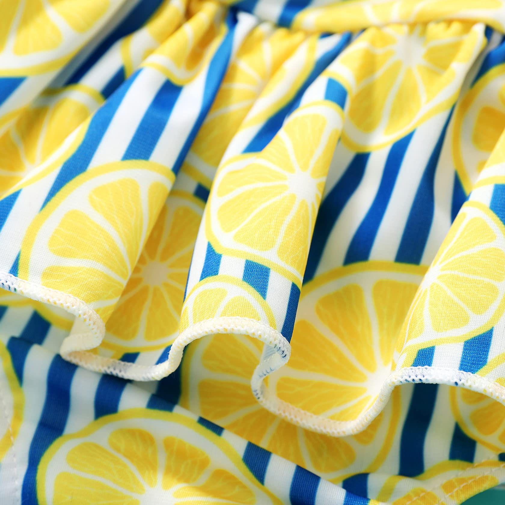 JEELLIGULAR Toddler Baby Girl Swimwear Bowknot Stripe Swimsuit Bathing Suit 2Pcs Bikini Set Outfits Summer (18-24 Months, Lemon)