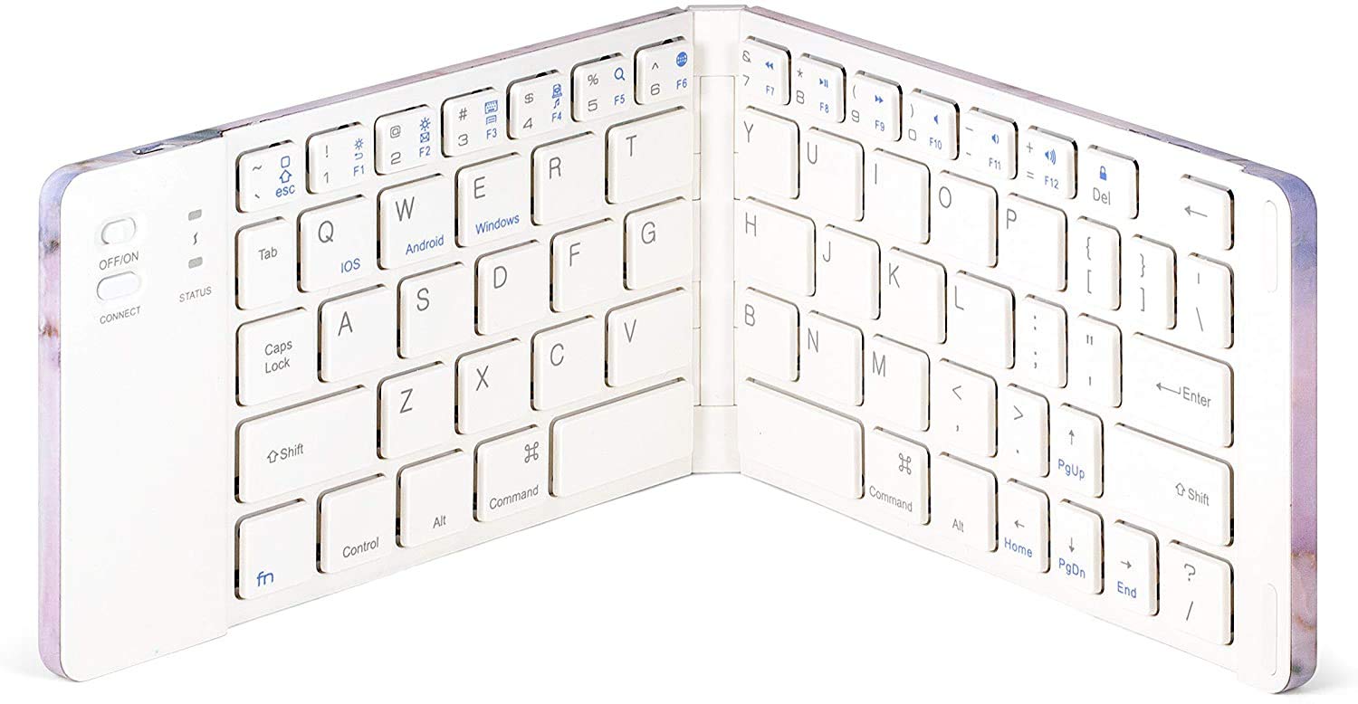 HP E14 G4 FHD (1920 x 1080) Portable Travel Monitor Bundle with 2 USB Type-C, Pink Gemstone Bluetooth Folding Wireless Keyboard, and White Pebble M350 Bluetooth Wireless Mouse