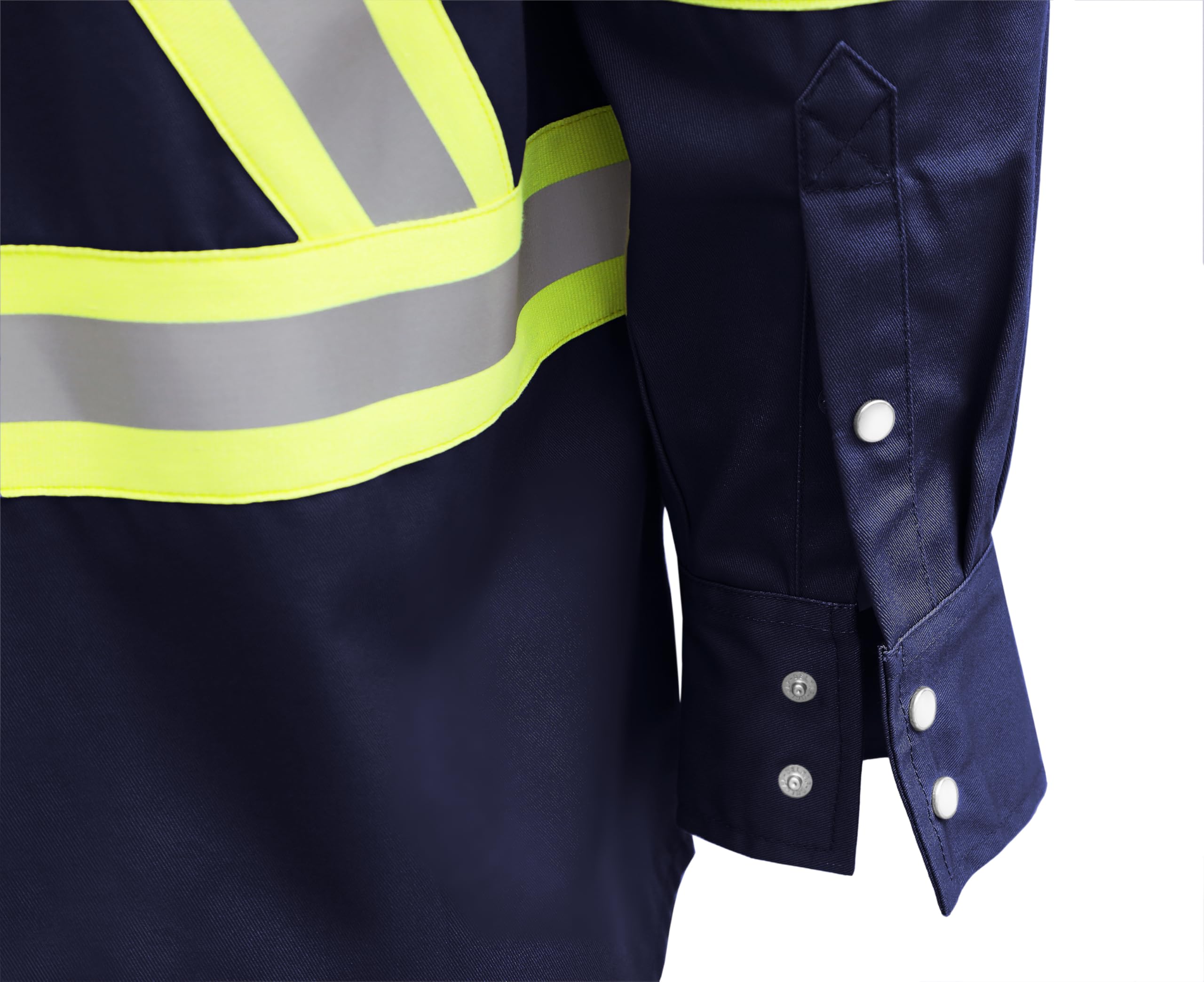 BOCOMAL FR Shirts Hi Vis/High Visibility Flame Resistant/Fire Retardant Shirt 7.5oz Navy FR Shirts for Men