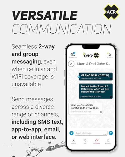 ACR Bivy Stick Satellite Communicator - Two-Way Global SMS, GPS Tracker for Hiking Safety, Off-Grid Communication, SOS Emergency Beacon, Satellite Messenger & Location Sharing - iOS/Android App