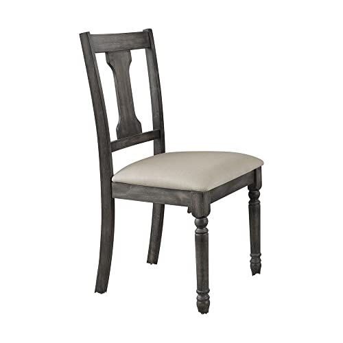 acme Wallace Side Chair (Set-2), Tan Linen & Weathered Gray