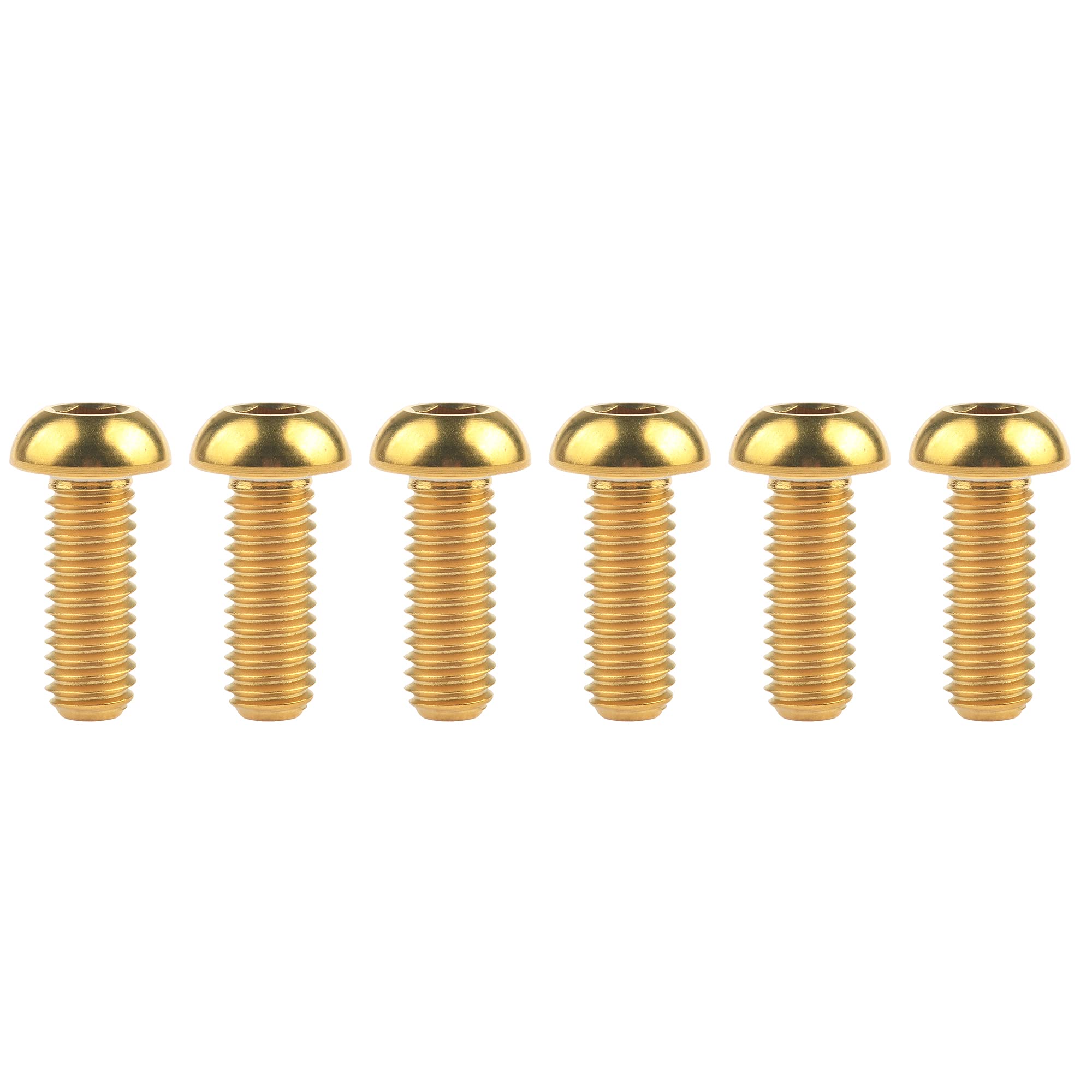 Wanyifa Titanium M6 12 16 20 25 30 Button Head Bolt Screws Pack of 6 (M6x16mm, Gold)