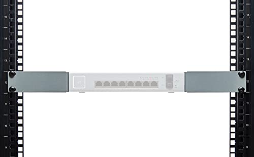 GeoLynx Silver Rack Mount Adapter Bracket Ear Kit for Ubiquiti US-8-150W UniFi Switch 8 Port | Edge Switch 8 Port with M6 Cage Nuts Screws & Hardware