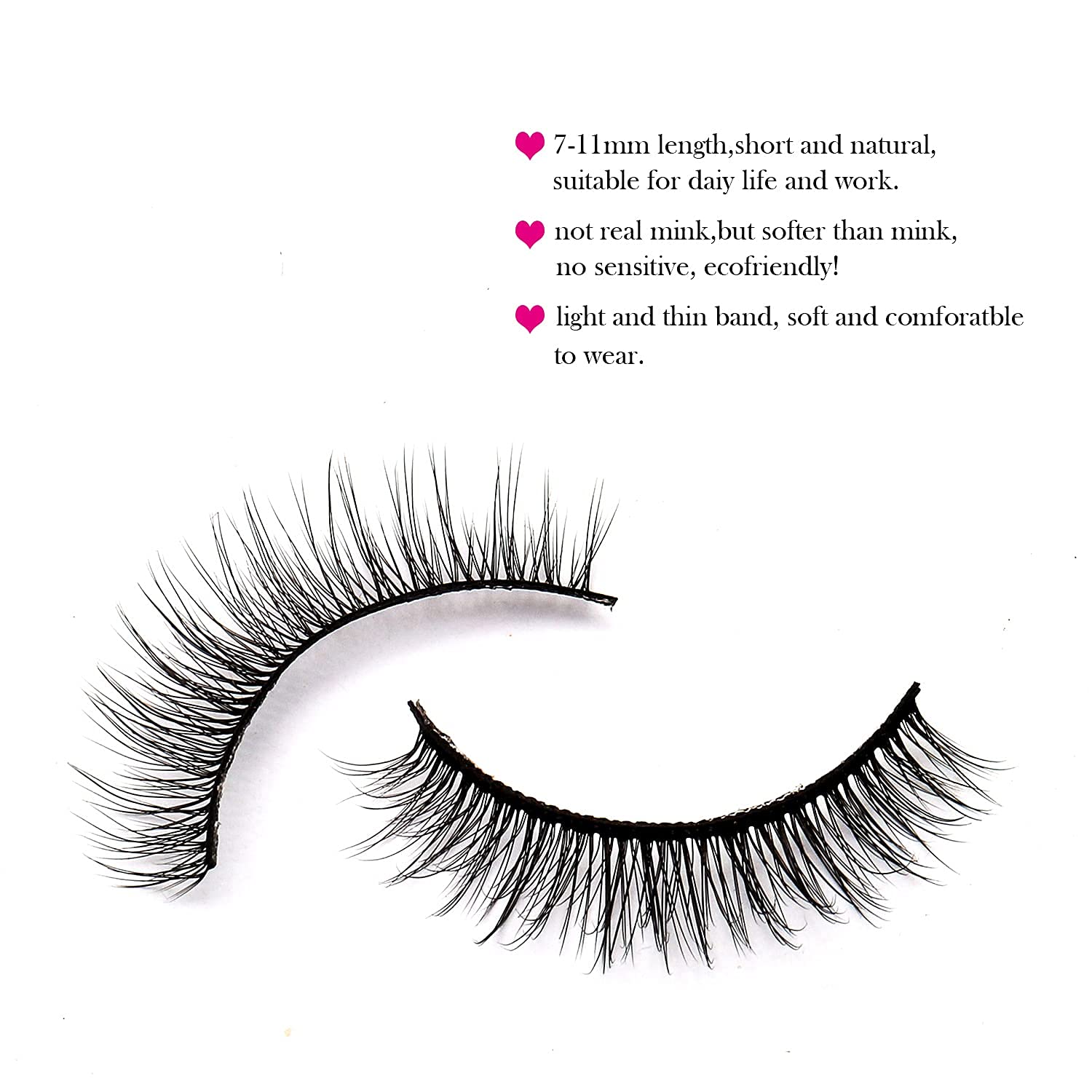 Short Eyelashes Natural Look 6D Wispy Mink Lashes 10 Pairs 100% Handmake Reusable Fake Eyelashe (Short-Natural_10pairs)