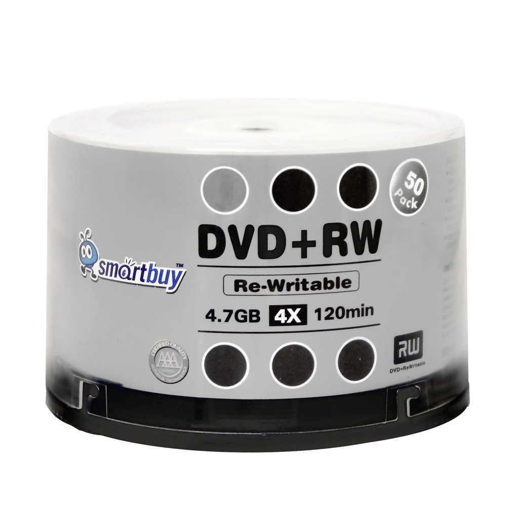 300 Pack Smartbuy Blank DVD+RW 4X 4.7GB 120Min Branded Logo Rewritable DVD Media Disc