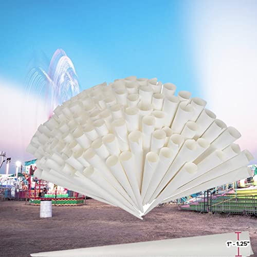 100 Count Carnival King Cotton Candy White Paper Cones 11 3/4" Long For Carnivals Concession Essentials for Fairs Parties (100)