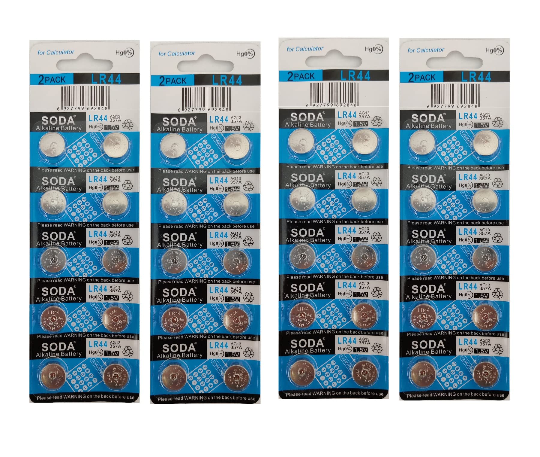 AG13 LR44 L1154 357 A76 Alkaline Button Cell Battery with Retail Blister Pack Cards (40)
