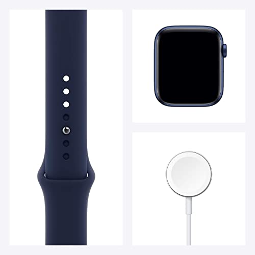 Apple Watch Series 6 (GPS + Cellular, 44mm) - Blue Aluminum Case with Deep Navy Sport Band (Renewed)
