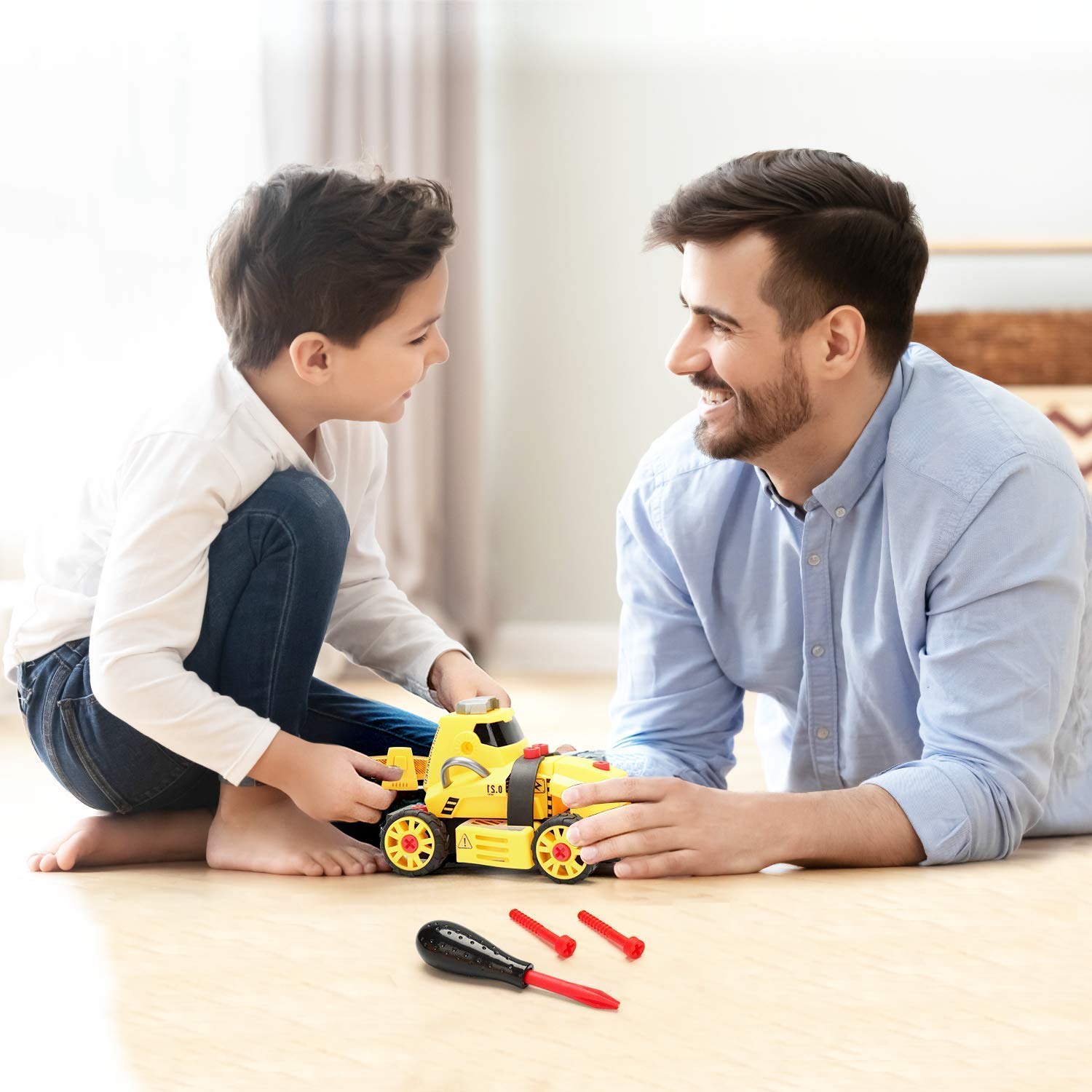 14-in-1 Take Apart Construction Toys 155pcs DIY Engineering Playset, 2 Electric Drills, Play Mat and Road Signs, Push & Go STEM Learning Bundle w/Lights, Sounds for Early Education, Boys and Girls 4+