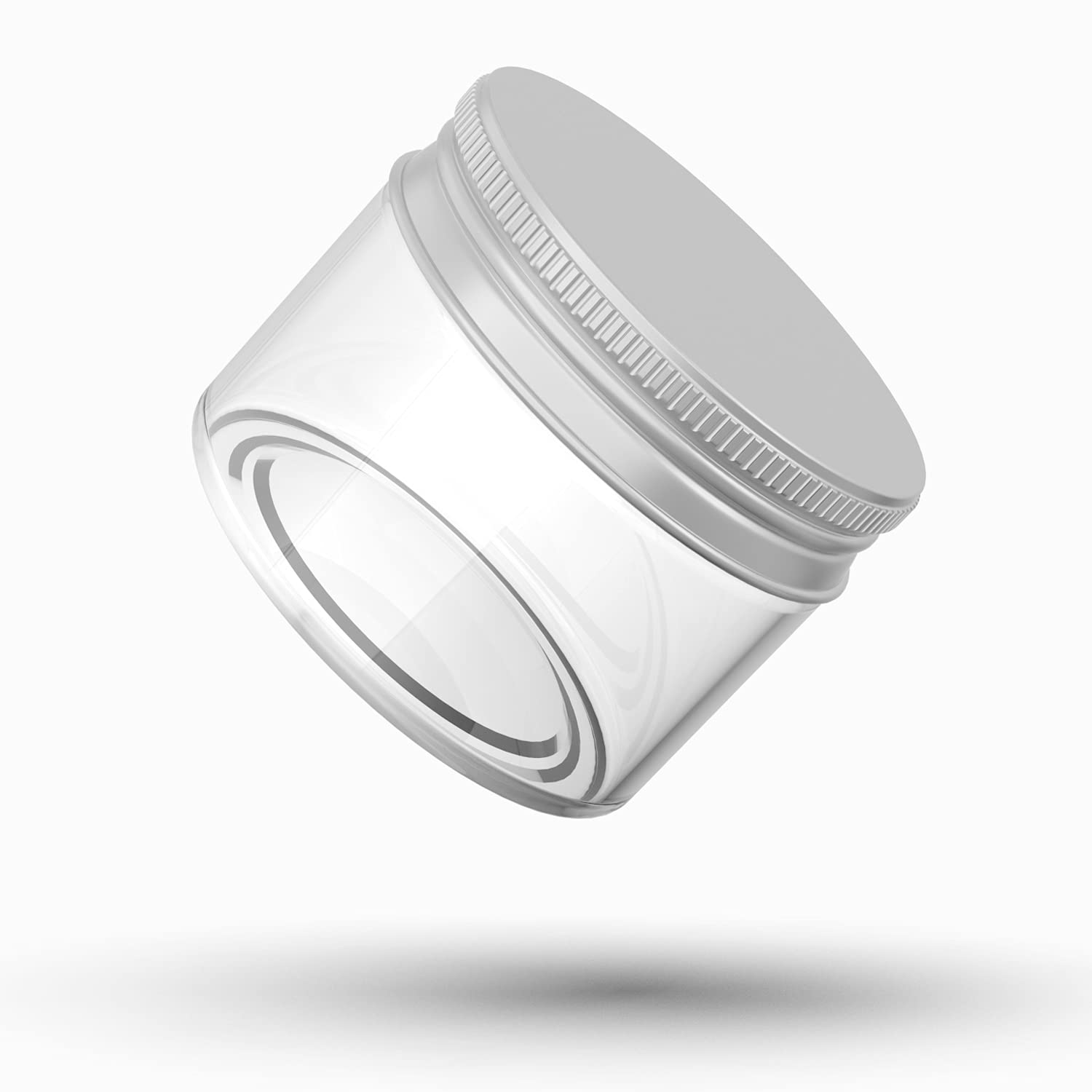 4 Ounce Plastic Container Jars Refillable Empty Cosmetic Containers for Cream, Lotion, Liquid, Ointments, Silver Lids 12 Pcs