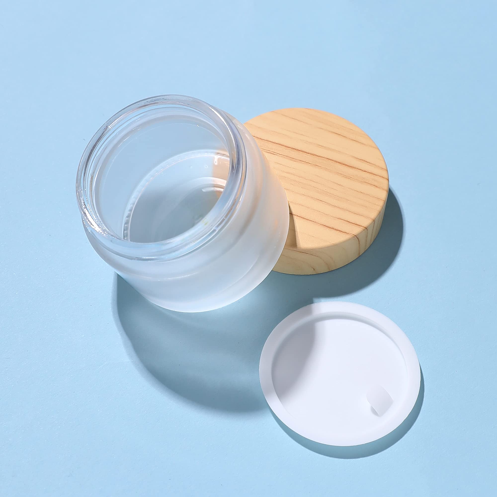 8PCS 10MLGlass Cosmetic Containers with lids,Round Frosted Glass Jars with Leakproof lids,Small Empty Glass Sample Jars for Makeup Lip Scrub Balm Lotions Sample Eye Creams DIY (8 PACK 10ML)