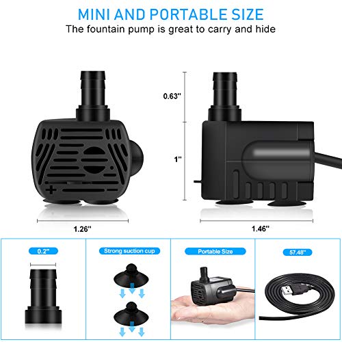 USB Water Pump fountain pump Submersible Water Pump 3W for Pet fountain pet Water Dispenser DC 3.5-9V Water Fountain Pump