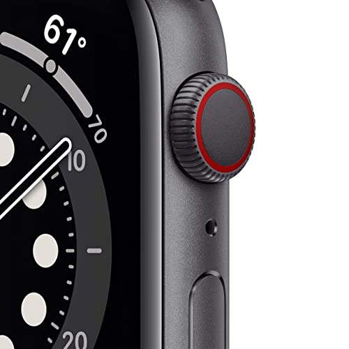 Apple Watch Series 6 (GPS + Cellular, 44mm) - Space Gray Aluminum Case with Black Sport Band (Renewed)