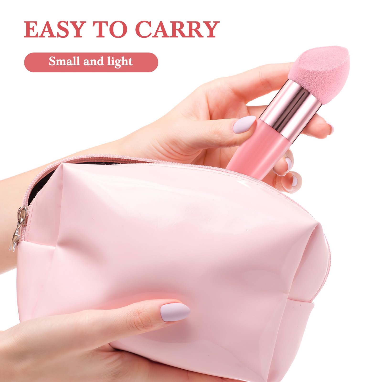 3Pcs Makeup Sponge Beauty Foundation Blending Sponge Makeup Sponge Wedge Foundation Sponges with Handle Cosmetic Professional Beauty Sponge Pink