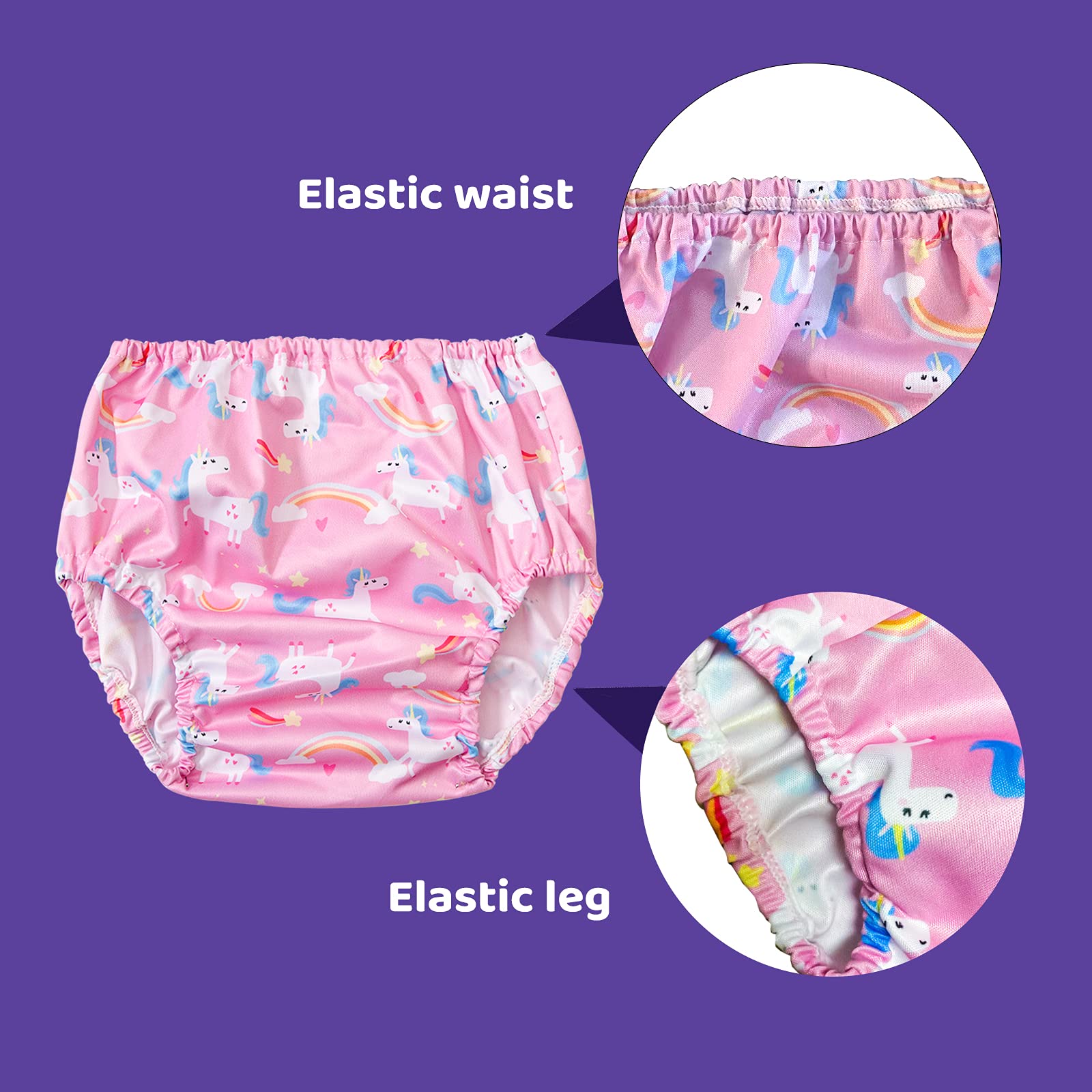 BISENKID Waterproof Plastic Swim Diaper Cover for Plastic Pants Good Elastic Rubber Pants for Toddlers Plastic Underwear Covers for Potty Training Pants Girl 2t