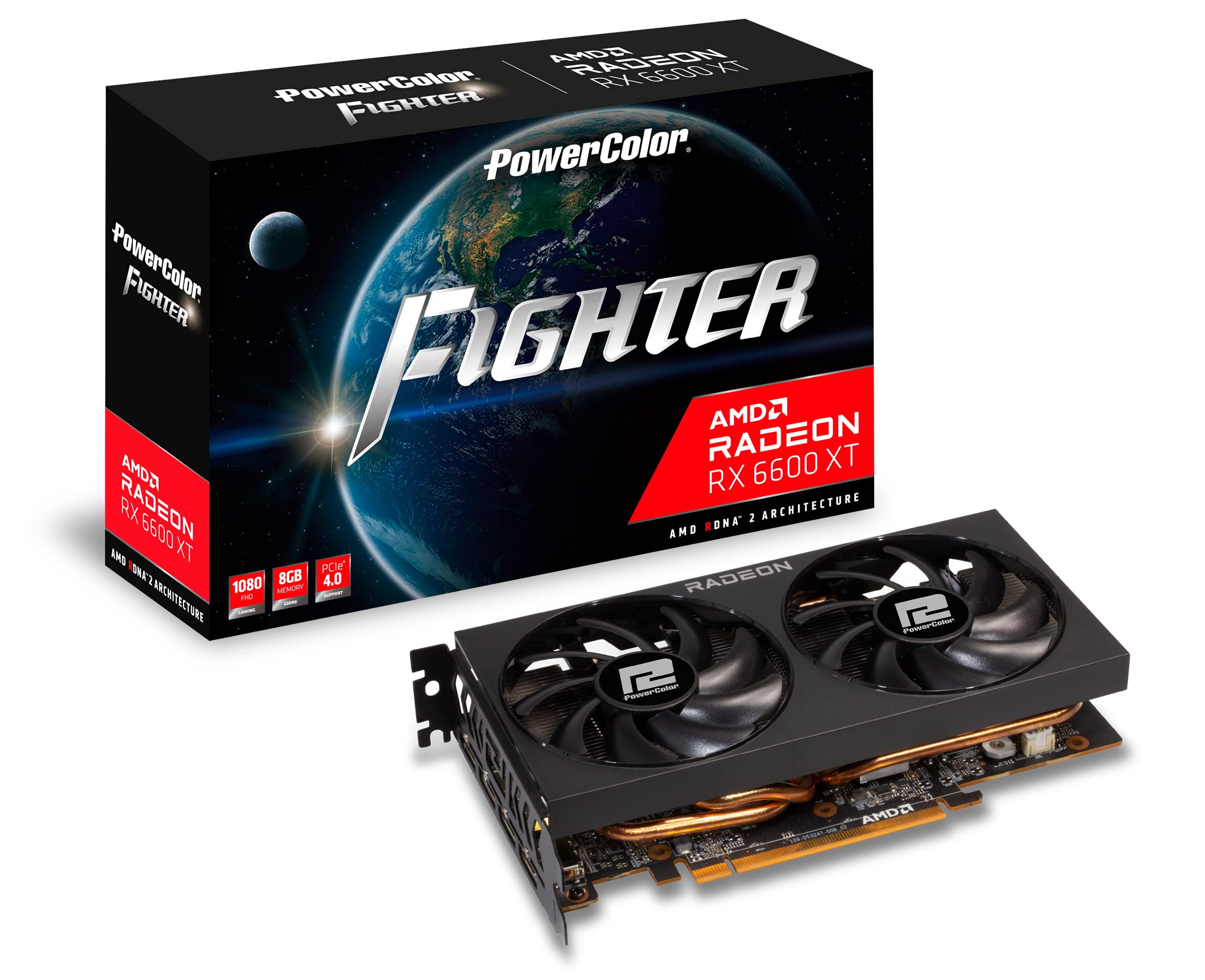 PowerColor Fighter AMD Radeon RX 6600 XT Gaming Graphics Card with 8GB GDDR6 Memory, Powered by AMD RDNA 2, HDMI 2.1