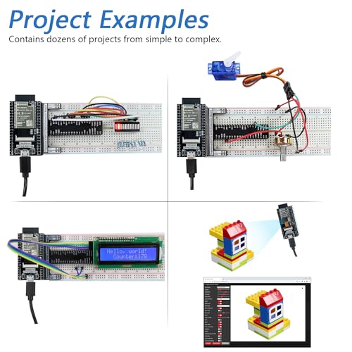 Freenove Super Starter Kit for ESP32-WROVER (Included) (Compatible with Arduino IDE), Onboard Camera Wireless, Python C, 536-Page Detailed Tutorial, 173 Items, 82 Projects