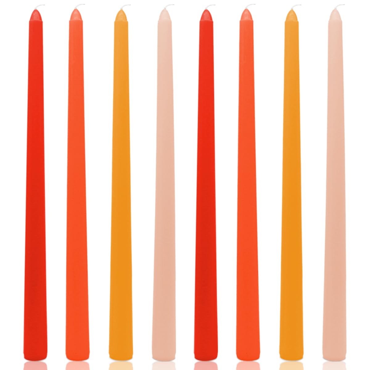 12 Inch Long Taper Candles for Home Decoration, 8 Pack Color-Gradient Candlesticks for Dinner Party Holiday Fall Halloween and Harvest - Orange Series